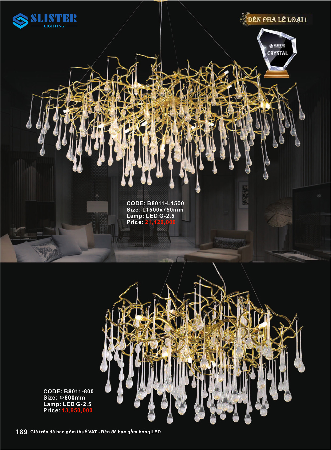 Đèn treo pha lê Slister | B8011-L1500