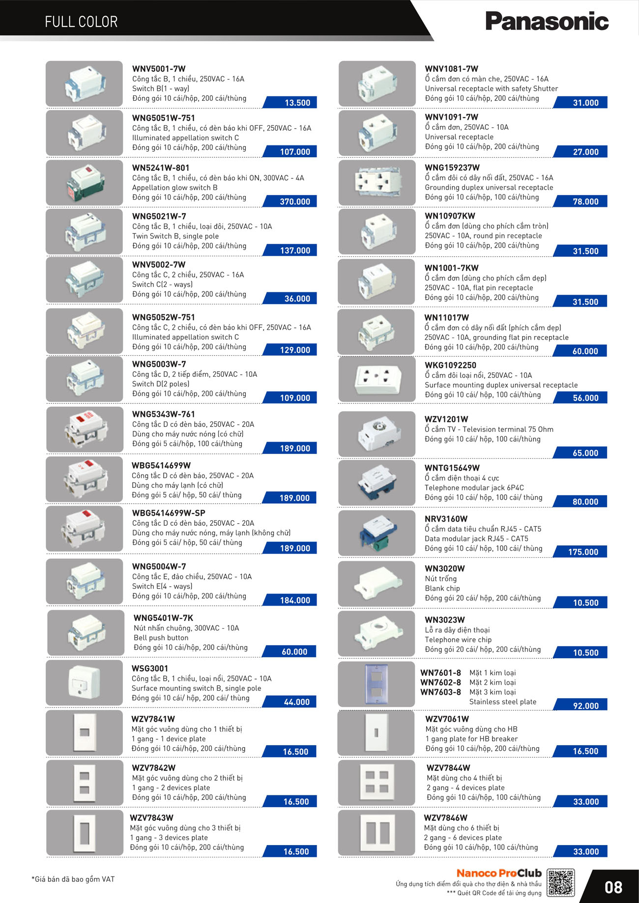 Catalogue Bảng giá Panasonic 2024 | thietbidiendgp.vn