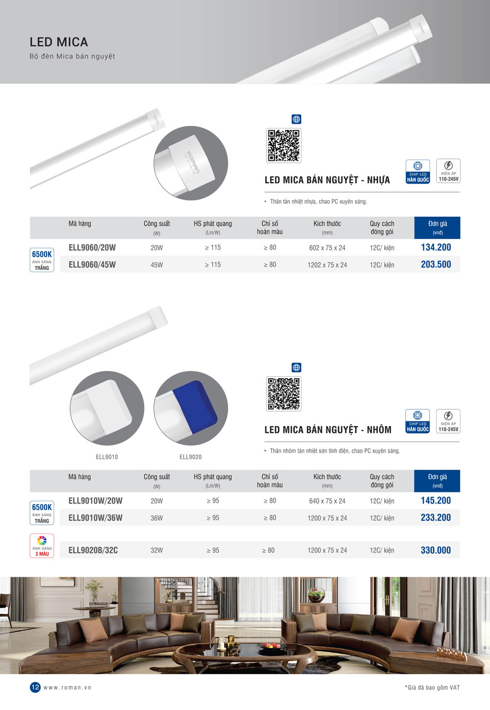 Catalogue Bảng Giá Đèn LED ROMAN T05/2025 | thietbidiendgp.vn