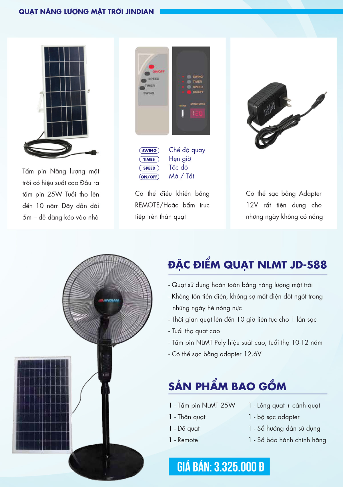 Bảng giá đèn năng lượng mặt trời JinDian Solar Light