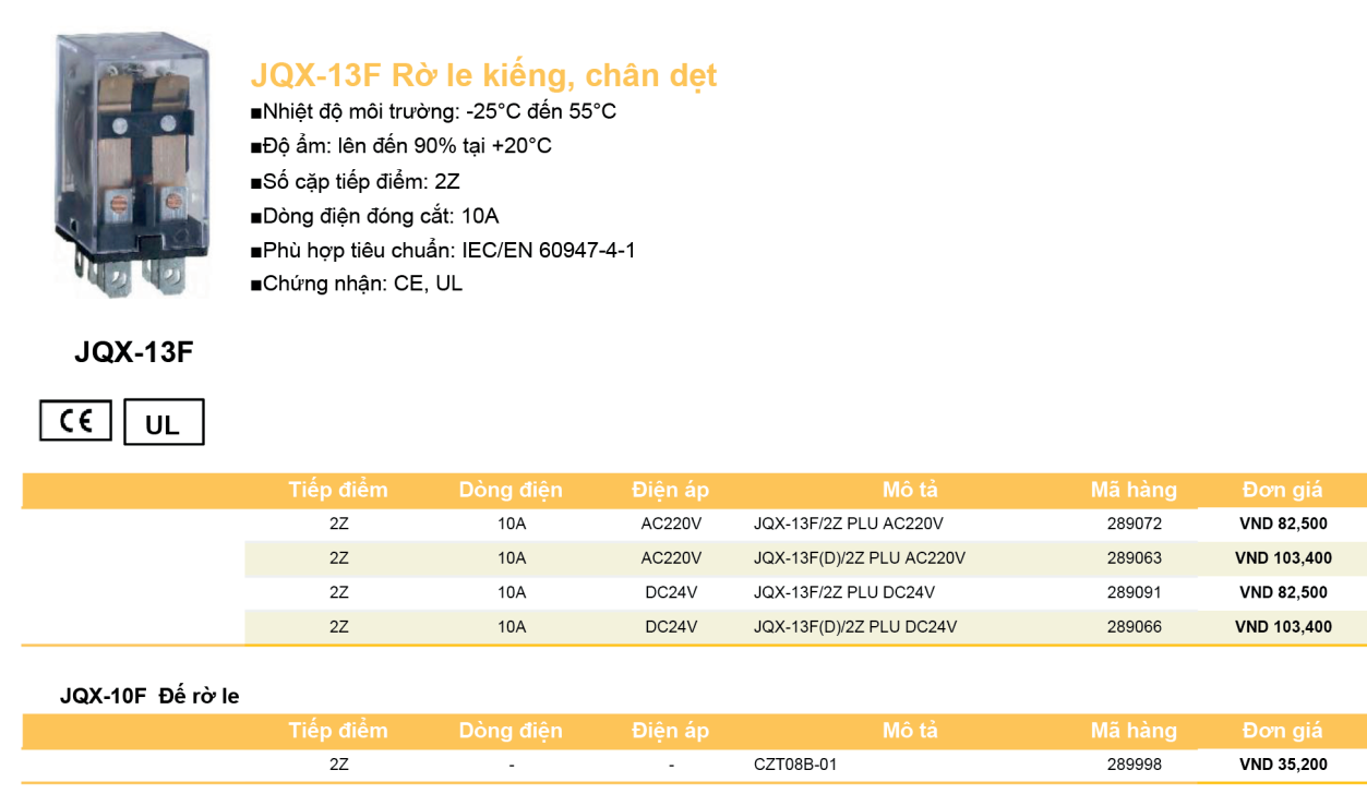 289091 - Rờ le kiếng - JQX-13F/2Z PLU DC24V