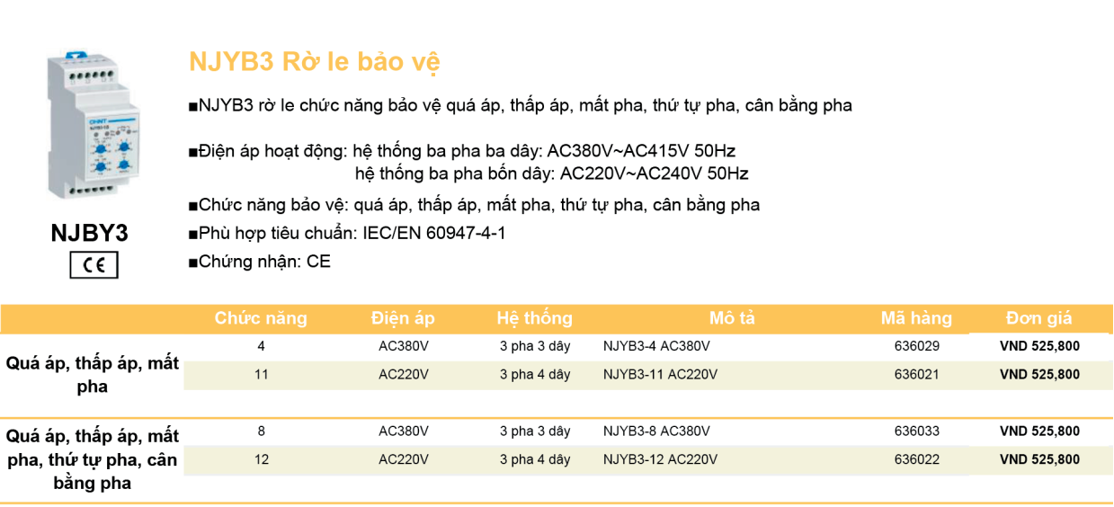 Rờ le bảo vệ NJYB3 series | 636029
