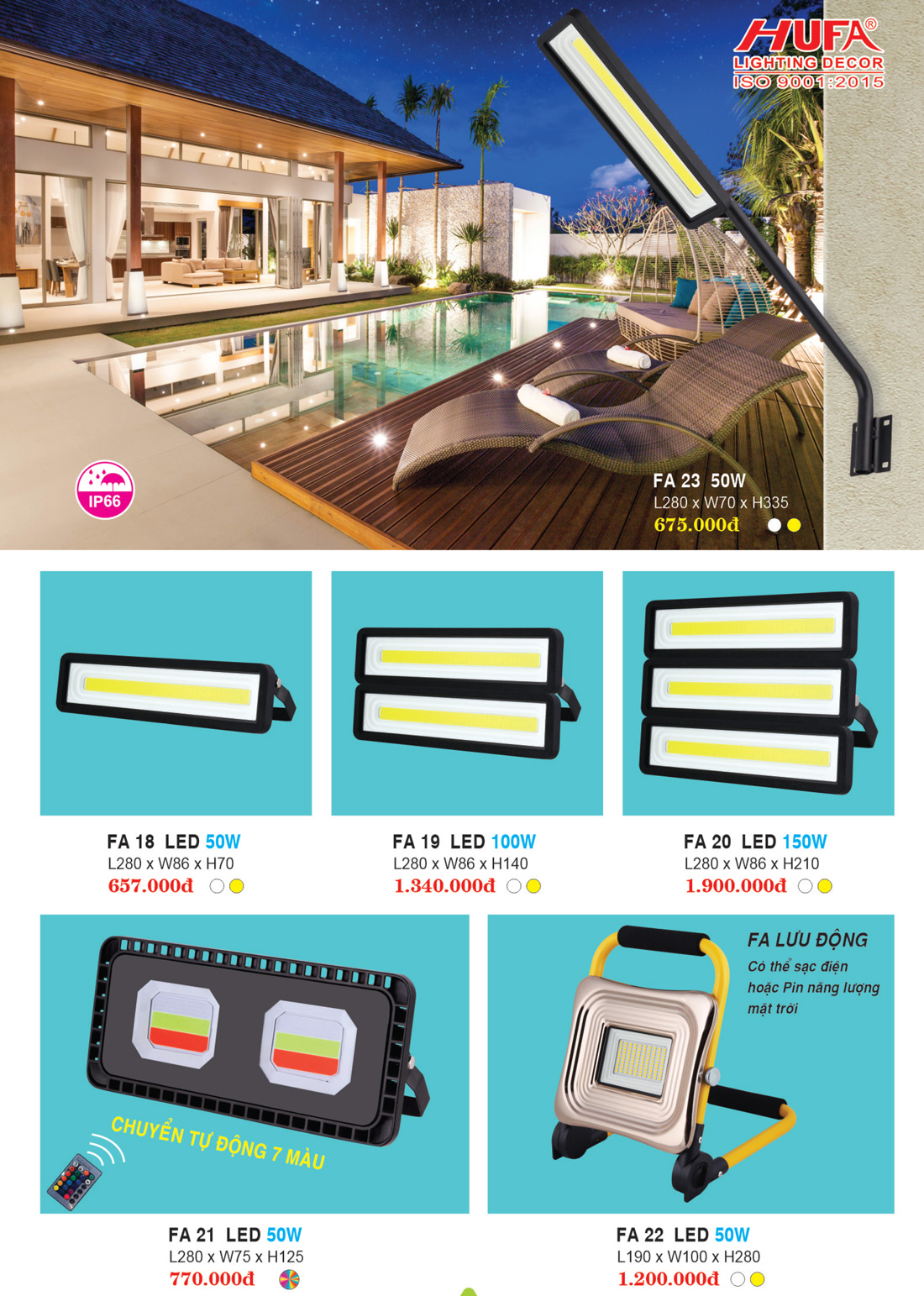 Đèn pha Led Hufa FA 50W, a.sáng Trắng/Vàng Hufa | FA-43 LED