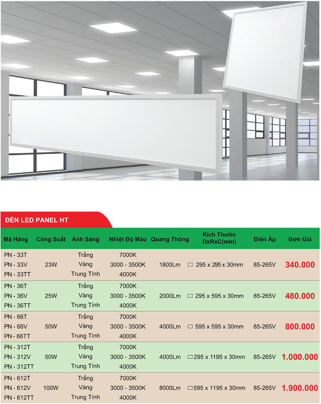 Đèn Led Panel HT 50W 60x60 HT MAX LIGHT | PN - 66(T, V, TT)